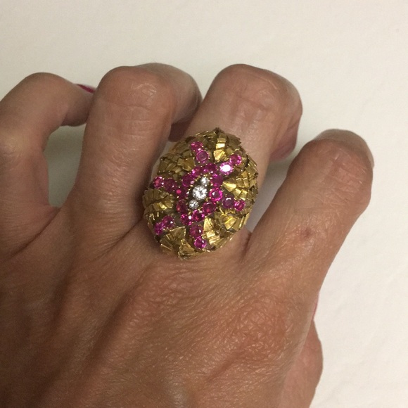 Jewelry | Vintage Starburst Hot Pink Sapphire 18k Solid Ring | Poshmark
